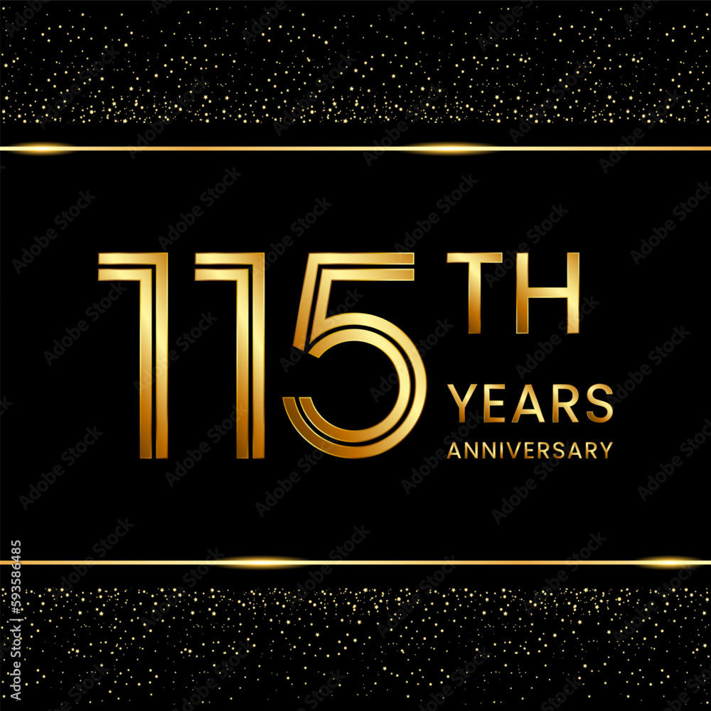 115th anniversary logo design with double line concept. Line Art style ...