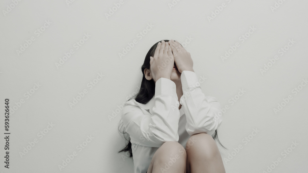 Depression anxiety woman asian chinese people feeling sad tired and ...