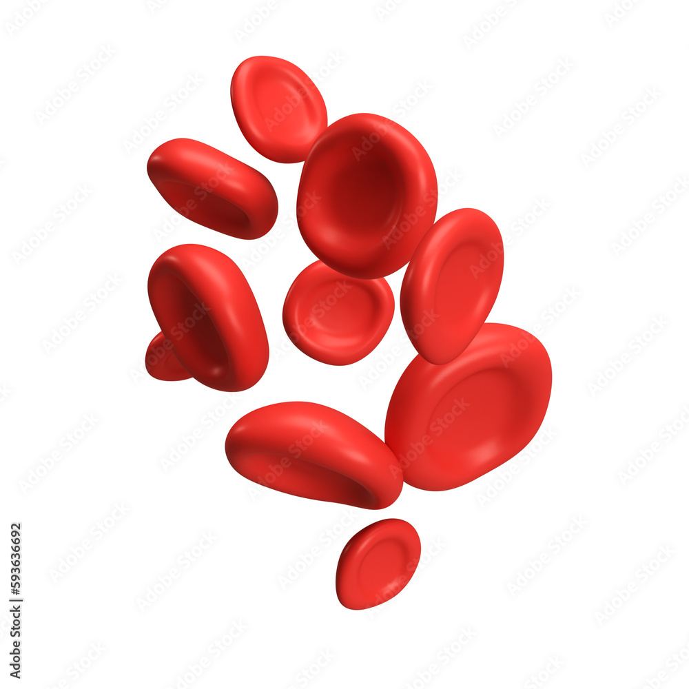 3d flow red blood cells iron platelets. Realistic medical illustration ...
