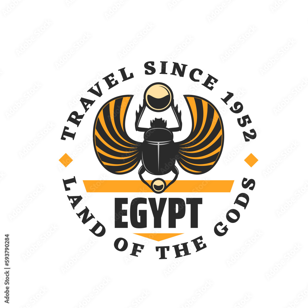Scarab beetle. Egypt travel icon. Vector symbol of ancient egyptian ...