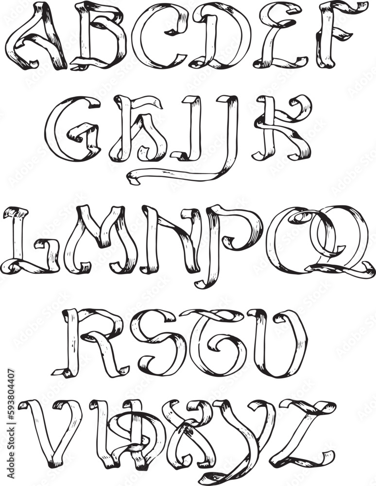 Ribbon Alphabet alphabets - ABC letters Stock Vector | Adobe Stock
