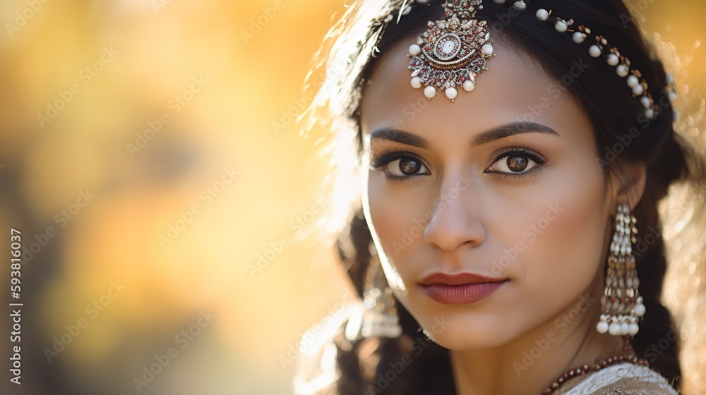 Fictional person, closeup illustration of wedding photo of Native ...