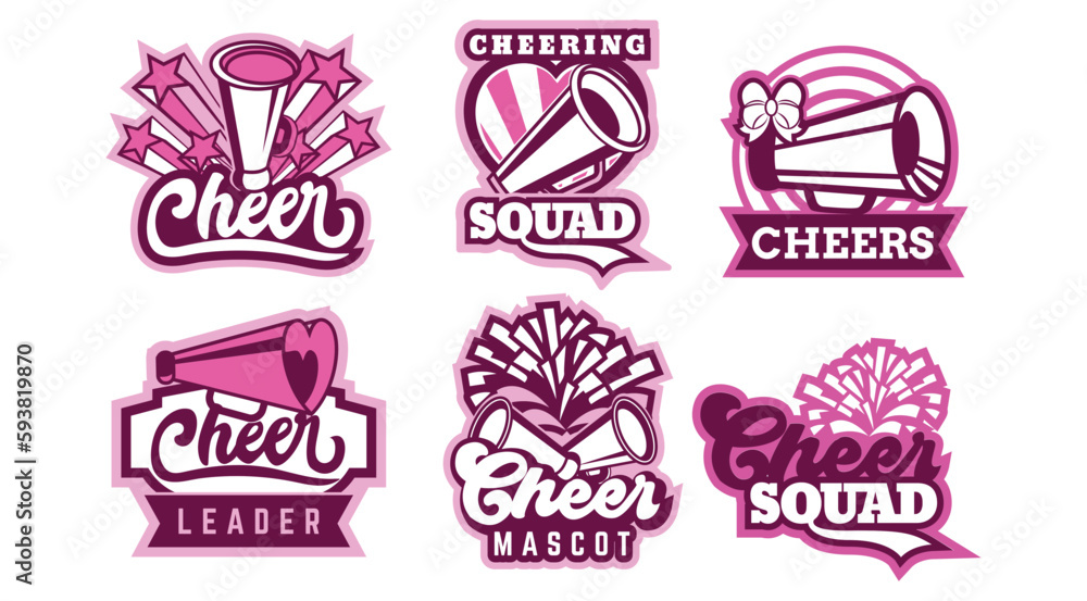 Set of cheerleader logo design template bundle Stock Vector | Adobe Stock