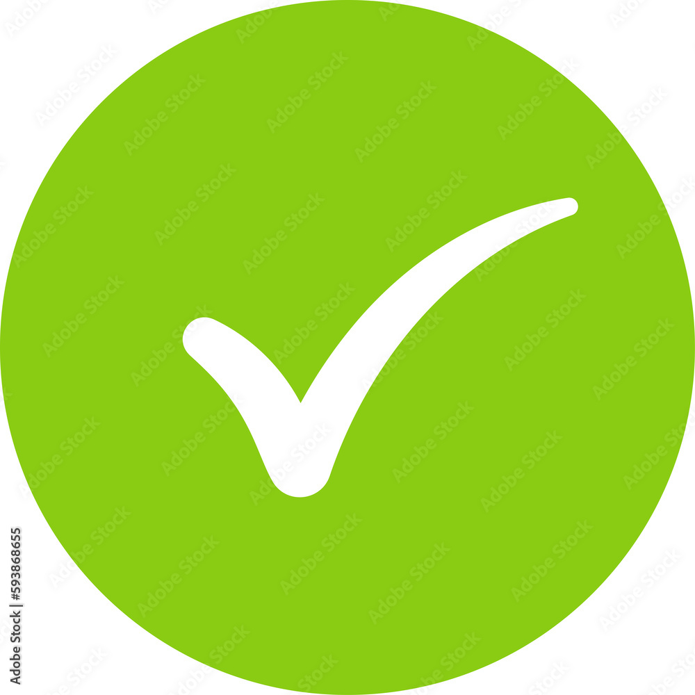 ภาพประกอบ Stock Green checkmark tick in png. Correct tick symbol. Round ...