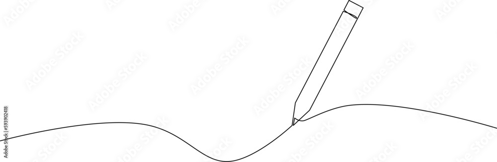 Continuous line drawing of pencil. Back to school. Object one line ...
