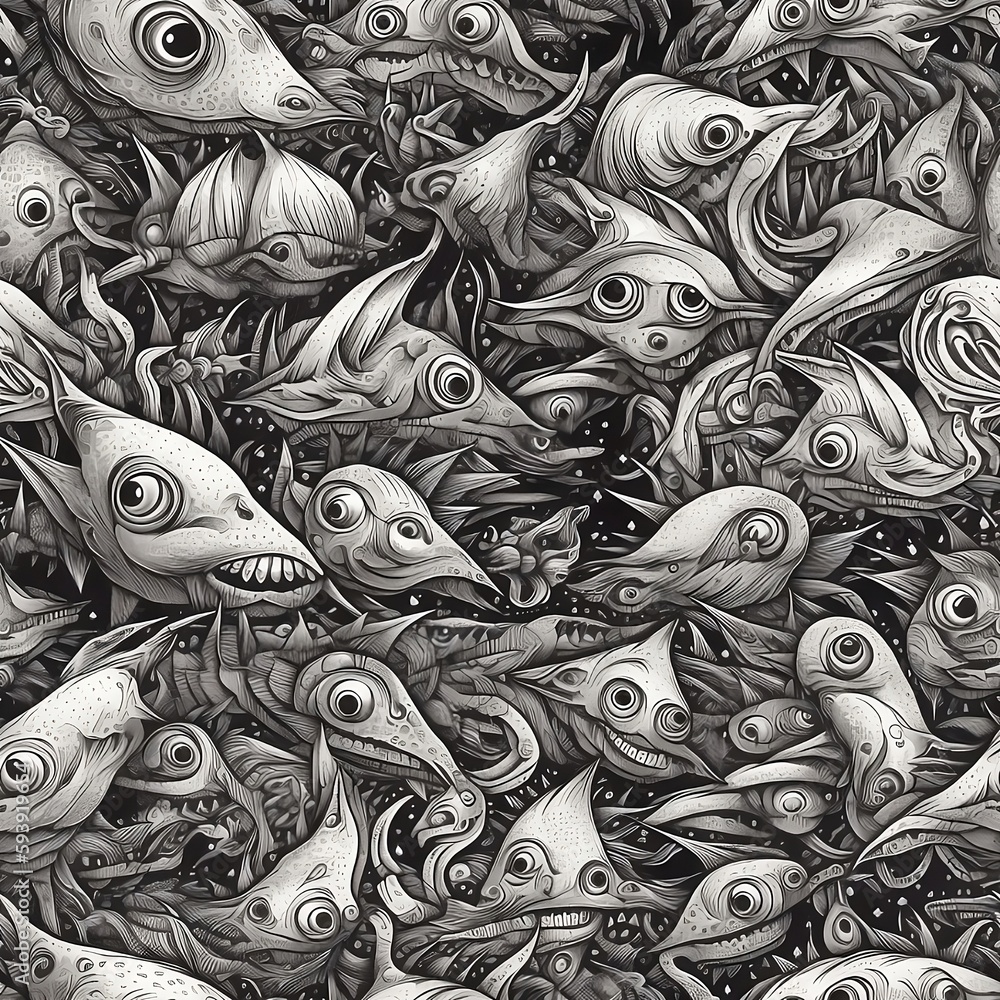 Tiled Wallpaper of Alien Lifeforms, created with Generative AI Stock ...