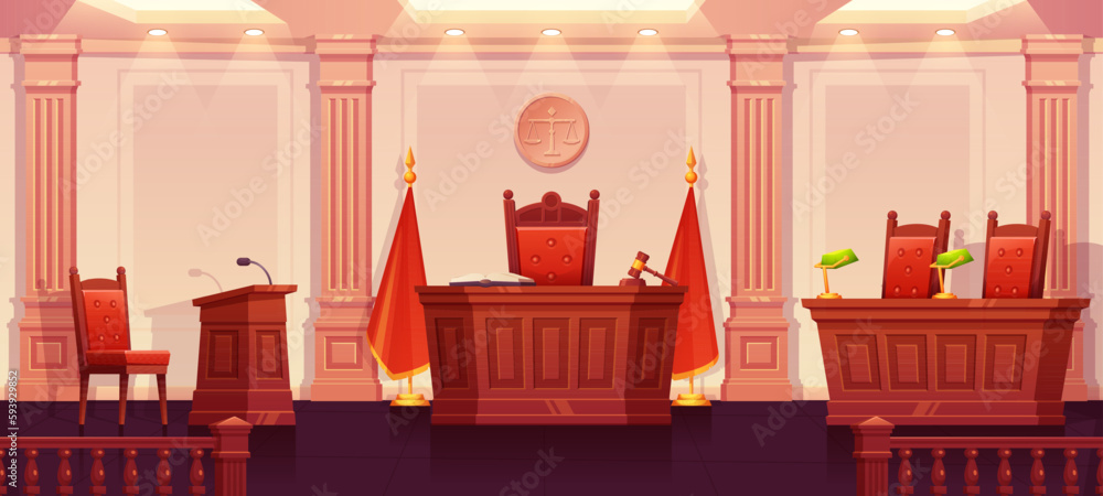 Image vectorielle Stock Courtroom interior cartoon vector background ...