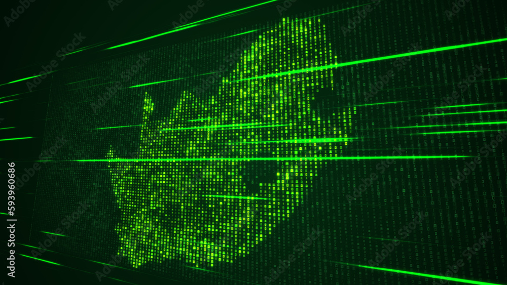 Abstract Futuristic Green Shinny Binary Digital Number Mosaic Grid Map ...