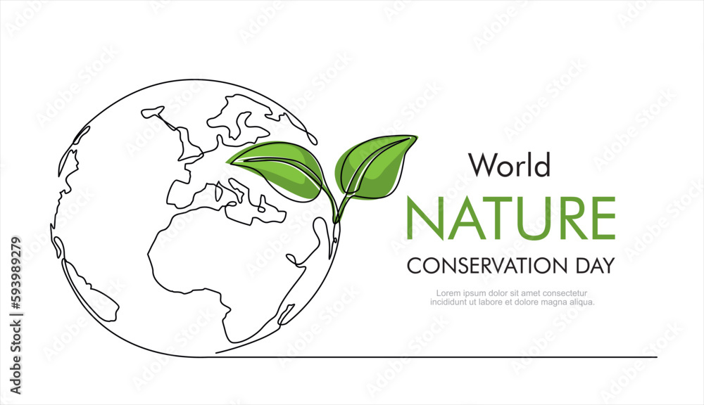 Vector de Stock World nature conservation day. Single continuous one ...