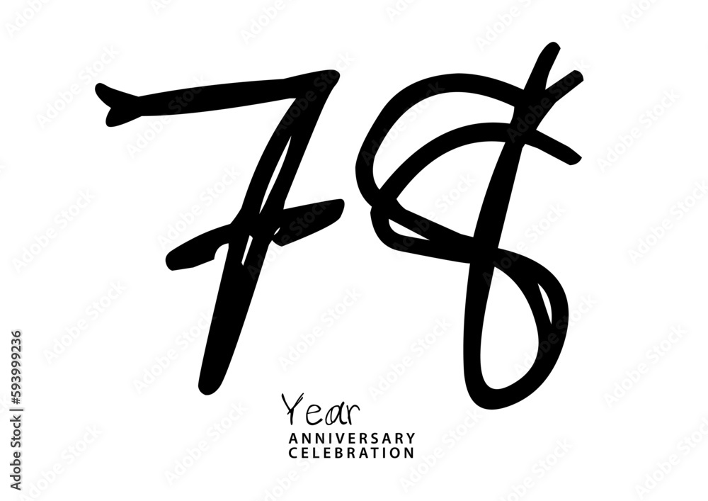 Vector de Stock 78 year anniversary celebration black color logotype ...