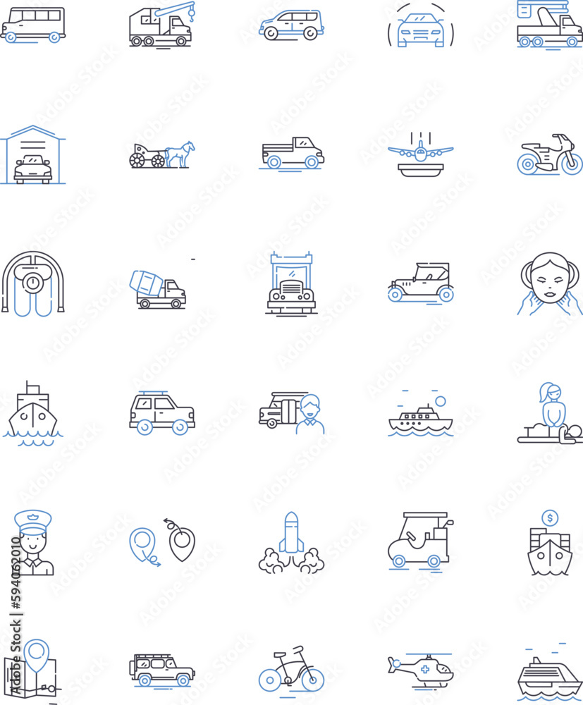Transfer line icons collection. Transferability, Migration, Relocation ...