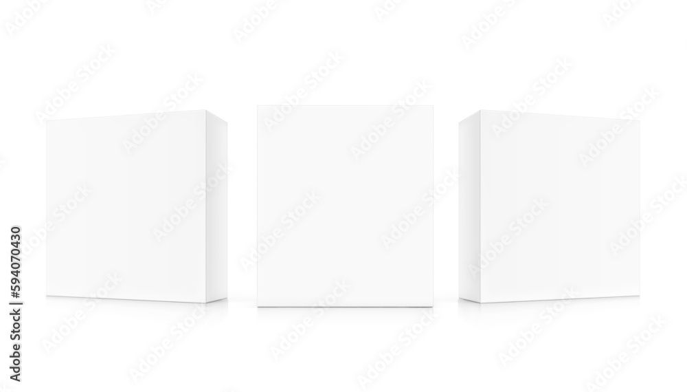 Realistic cardboard boxes mockup set. Front and half side views. Vector ...