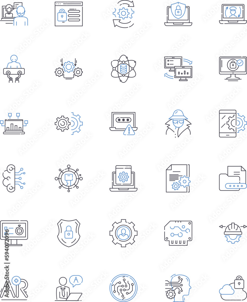 Computer line icons collection. Processor, Memory, Software, Keyboard ...