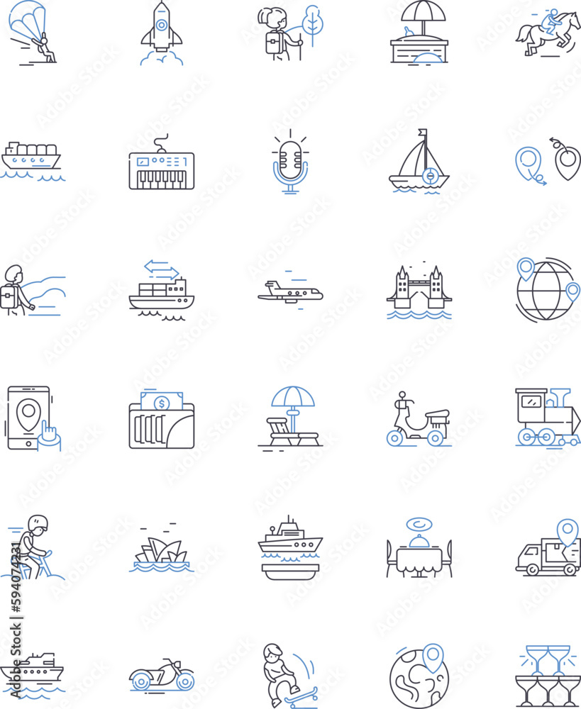 Exploring line icons collection. Discovery, Adventure, Investigation ...