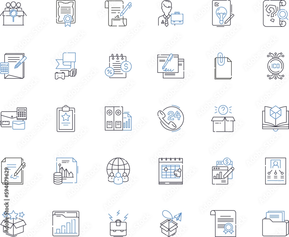 Business process line icons collection. Automation, Streamlining ...