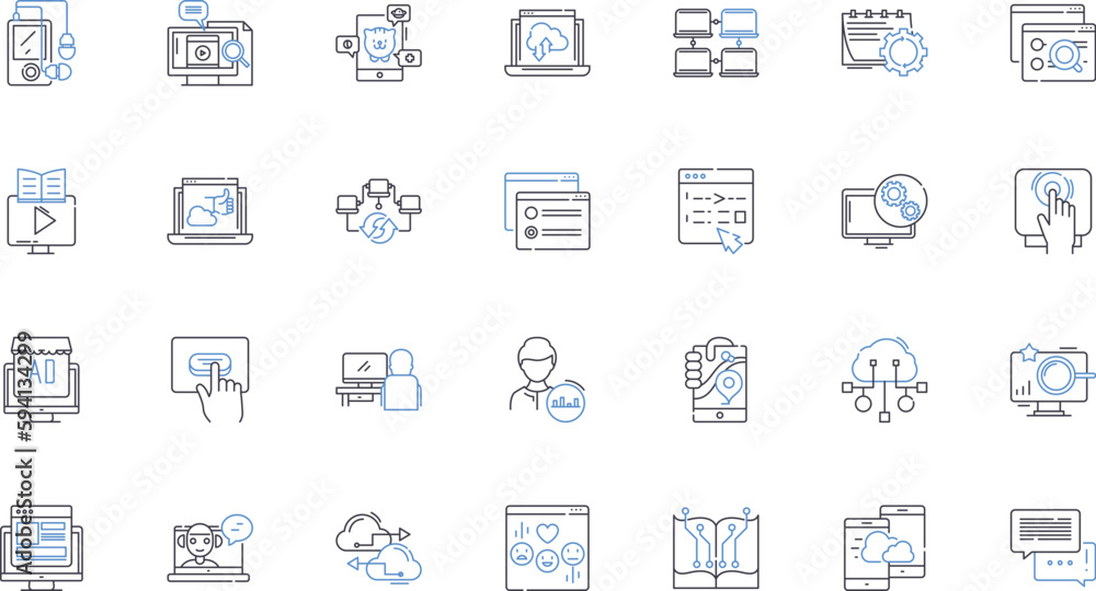 Vector de Stock Automated line icons collection. Robotics, Mechanized, Autonomous, Digital ...
