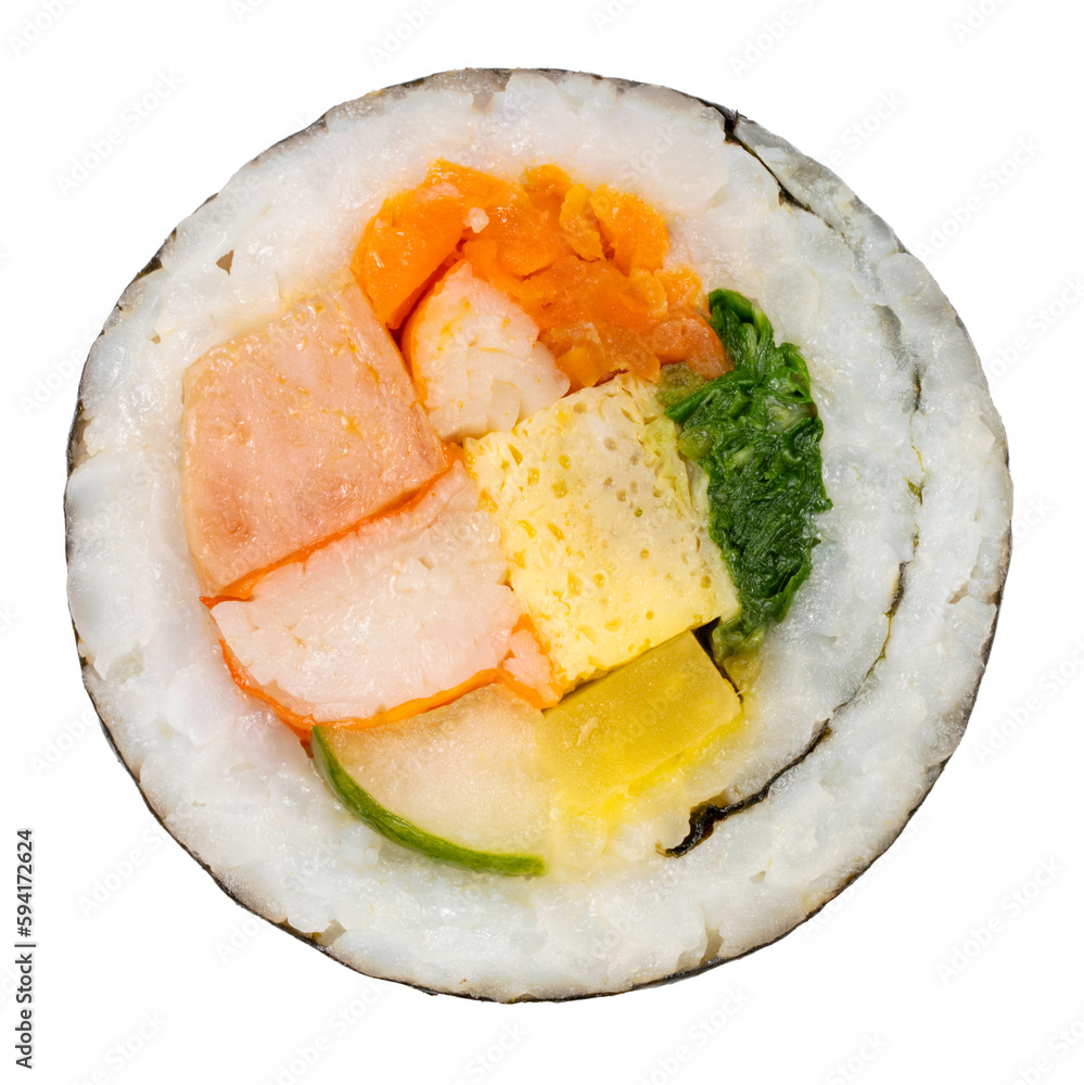 Korean Sushi Rolls or Kimbap is a popular Korean dish on white ...
