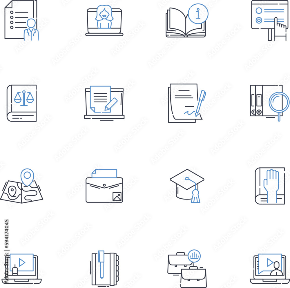 Narrative line icons collection. Storytelling, Plot, Perspective ...