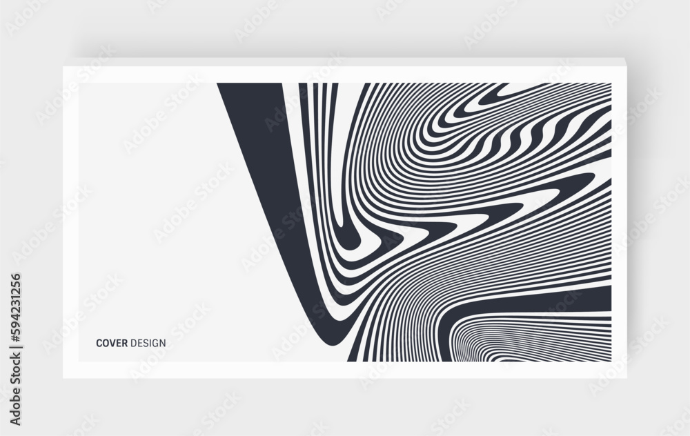 Psychedelic pattern with melting and distorting lines. The geometric background by stripes. 3d ...