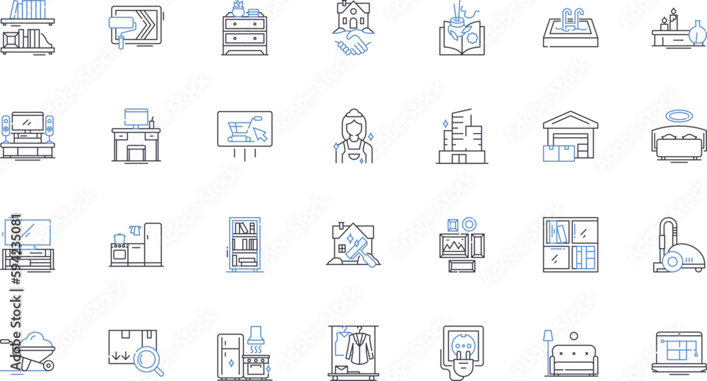 Domicile line icons collection. Home, Residence, Abode, Dwelling, House ...