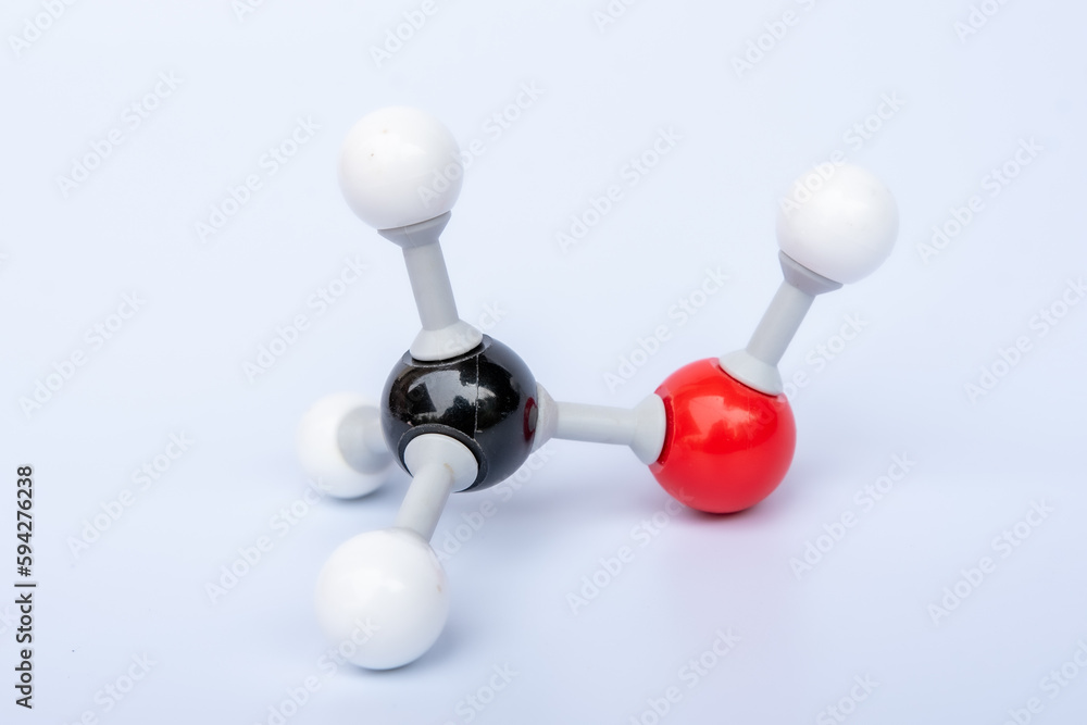 Methanol molecular structure isolated on white background. Chemical ...