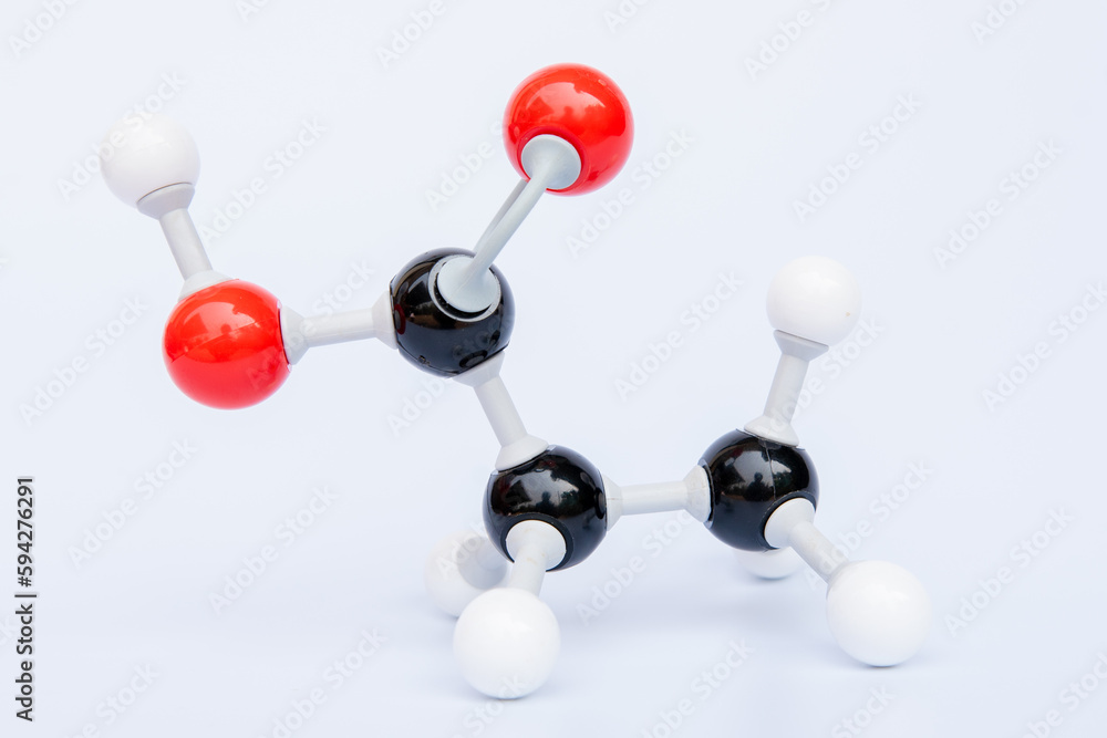 Propanoic acid molecular structure isolated on white background ...