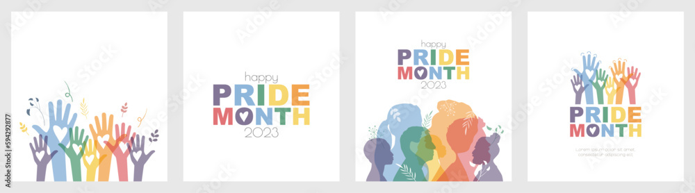 Happy Pride Month 2023 card set. Stock Vector | Adobe Stock