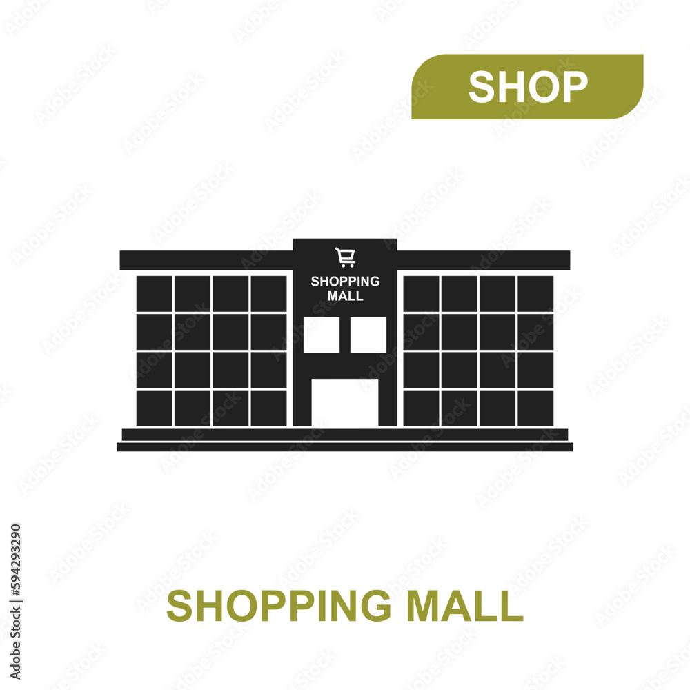 Vector de Stock Illustration of a building. Shopping mall vector icon ...