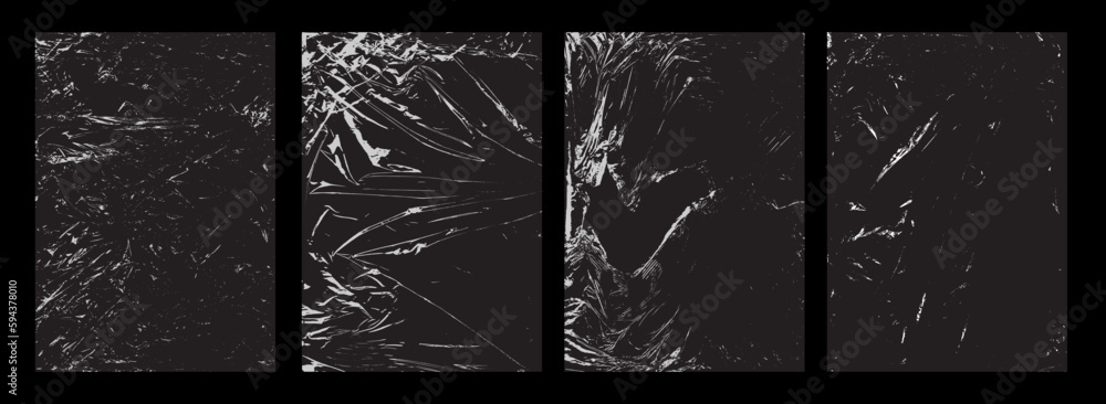 Set of polyethylene texture. Torn effect. Transparent stretched cling ...