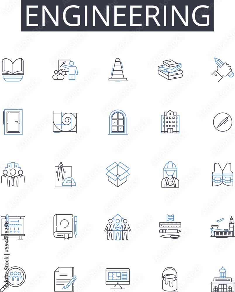 Vector de Stock Engineering line icons collection. Standardization, Consistency, Unity ...