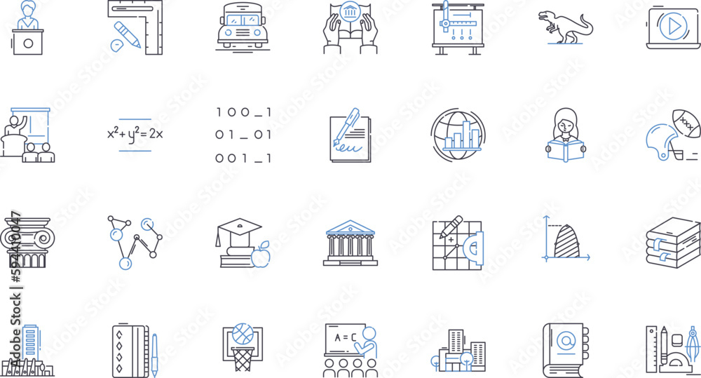 College prep line icons collection. Academics, Admissions, Applications ...