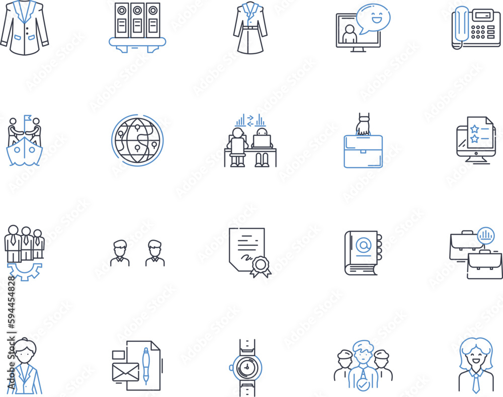 Financial compliance line icons collection. Regulations, Governance ...