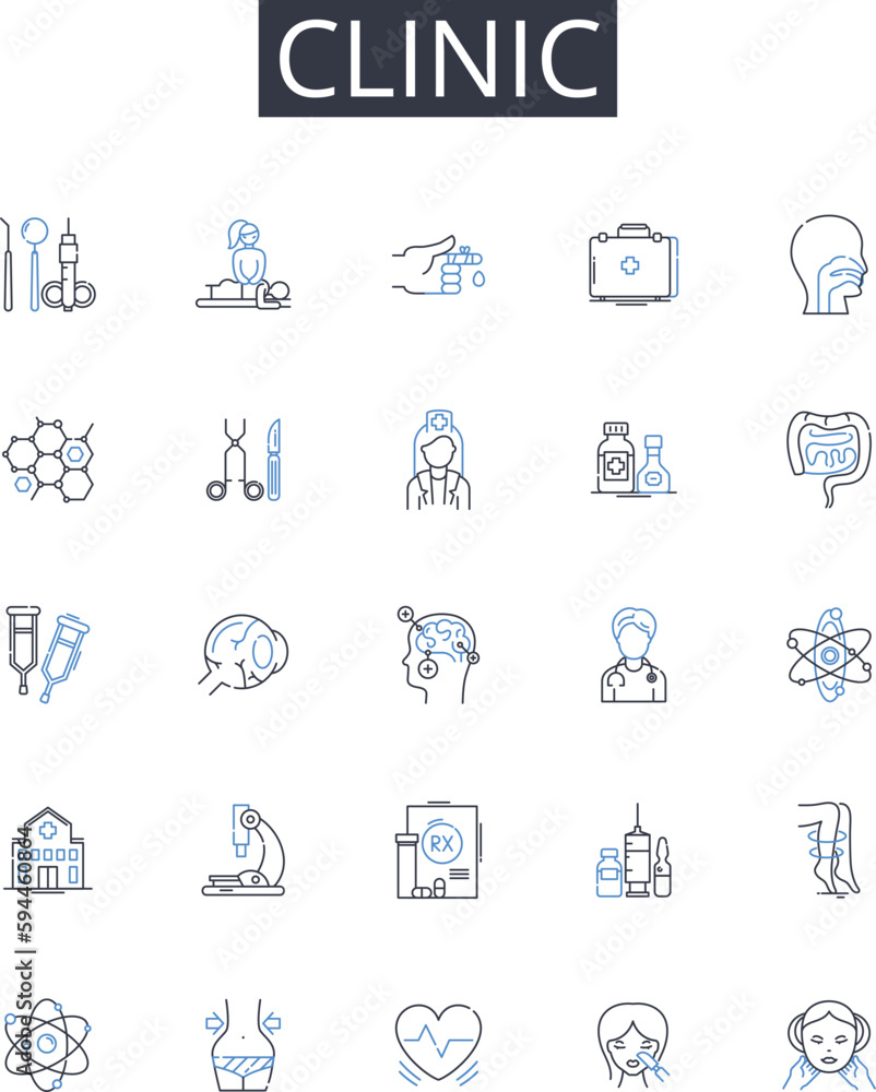 Clinic line icons collection. Hospital, Medical center, Infirmary ...