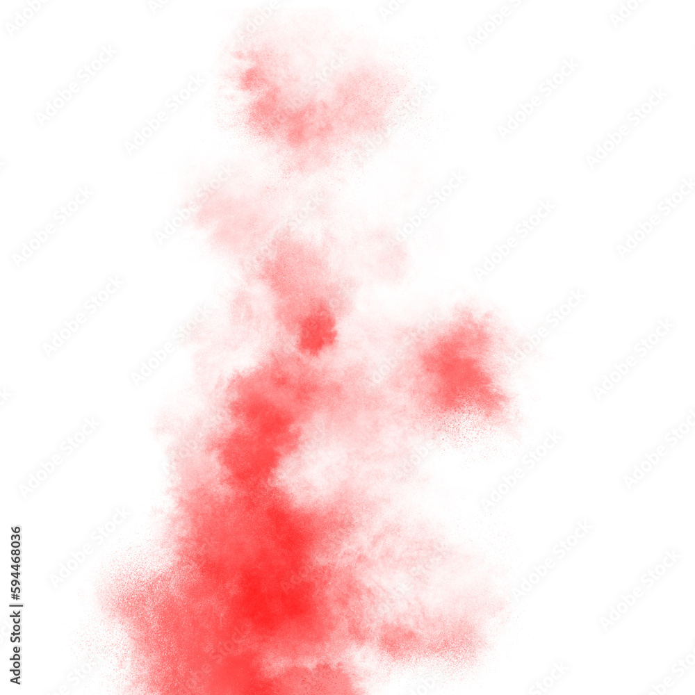 Red color powder explosion isolated on transparent background. Royalty ...