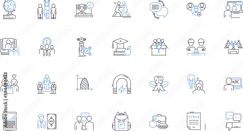 Courses and modules line icons collection. Curriculum, Syllabus ...