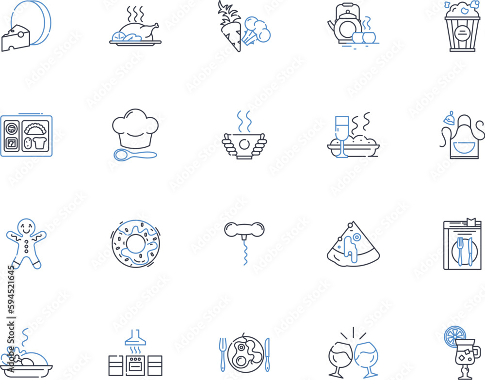 Nutritious cuisine line icons collection. Healthy, Wholesome ...
