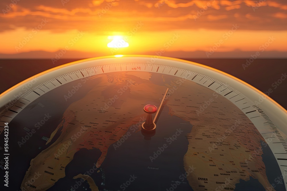 sunrise over the globe, showing countries and cities in different time ...
