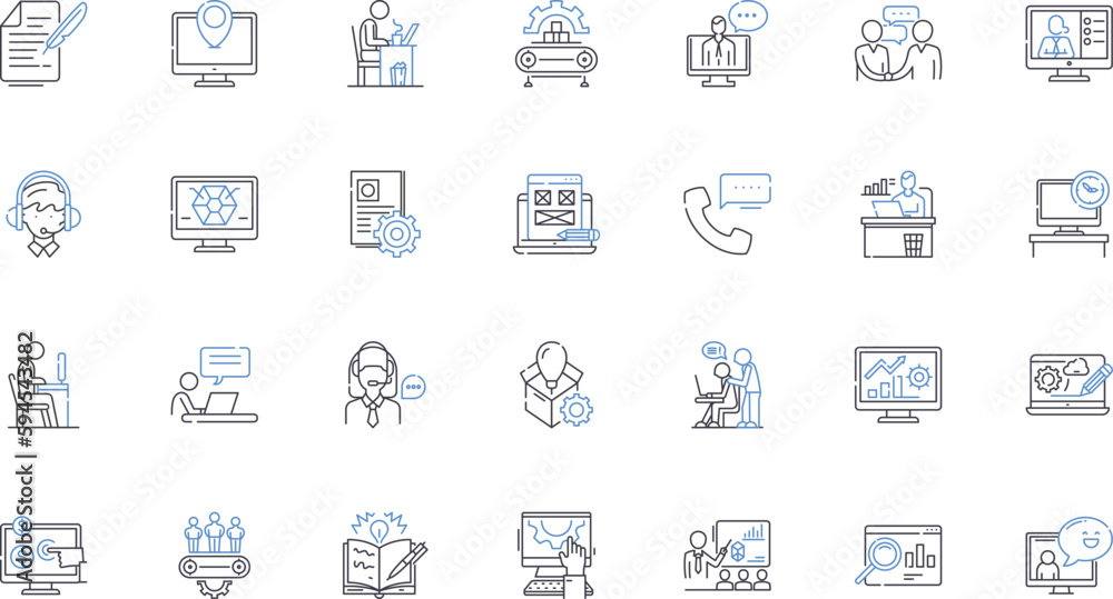 Functioning line icons collection. Operation, Performance, Execution ...