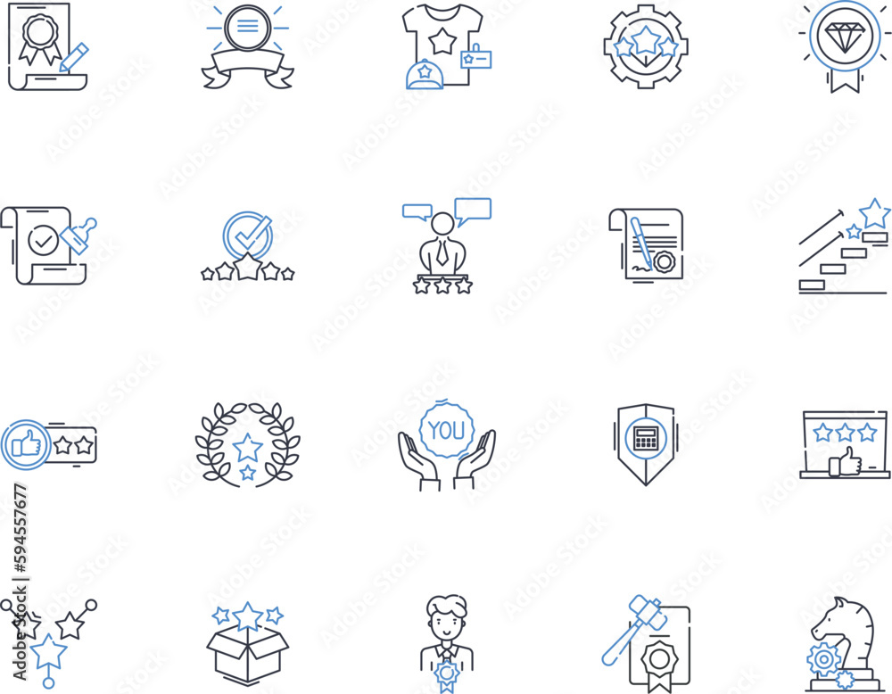 Recognition line icons collection. Acknowledgment, Appreciation ...