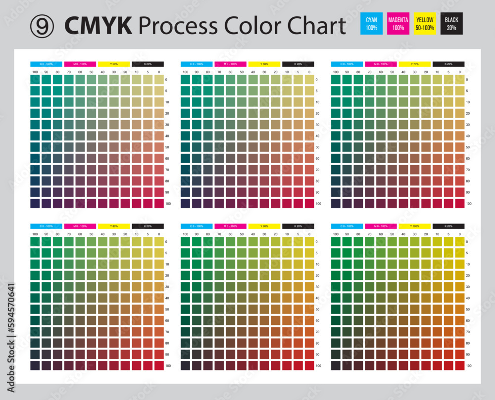 CMYK Process Color Chart No. 9 Stock Vector | Adobe Stock
