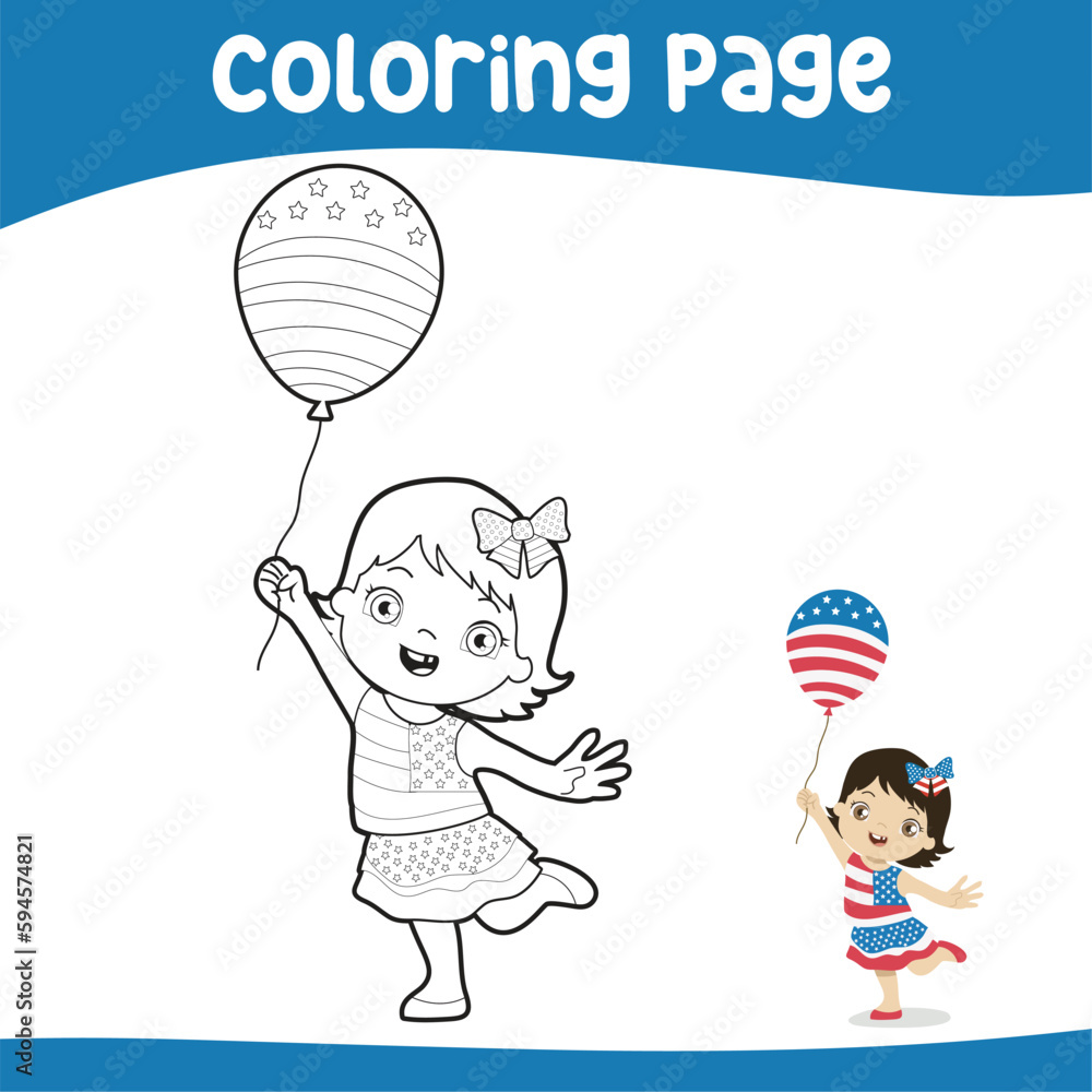 4th of July coloring page for kindergarten and preschool children ...