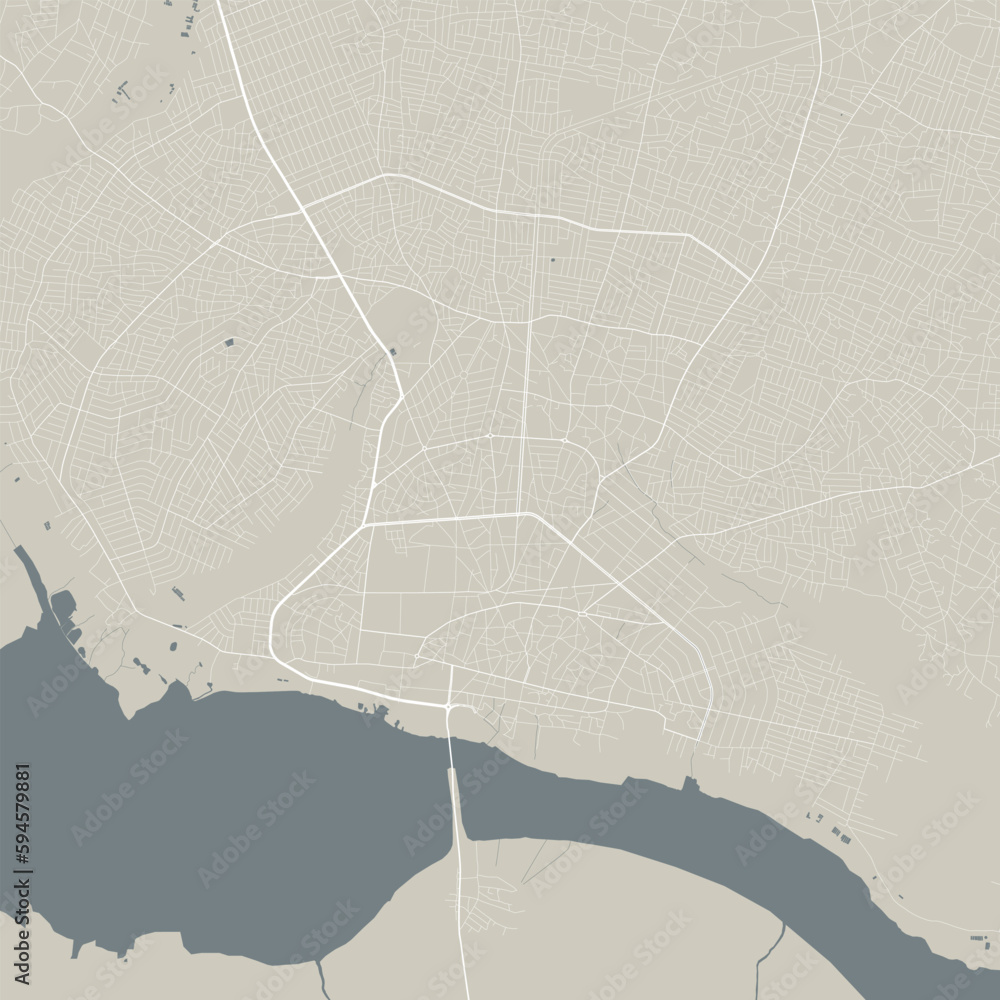Detailed map of Porto-Novo city, capital of Benin. Municipal ...