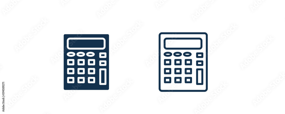 adding machine icon. Outline and filled adding machine, machine icon ...
