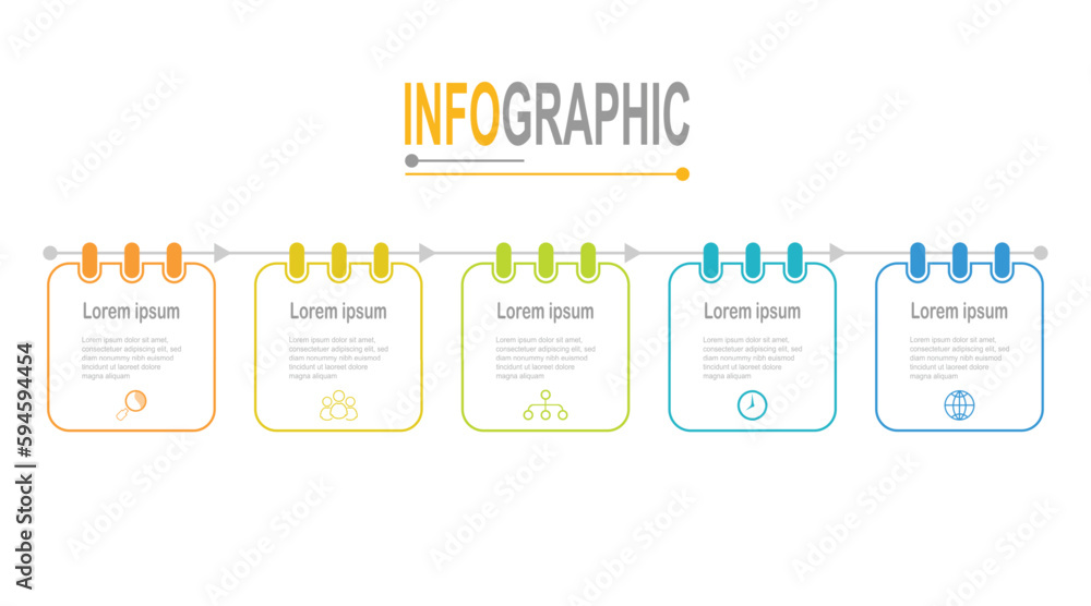 Infographic 5 steps timeline template, info chart data illustration ...