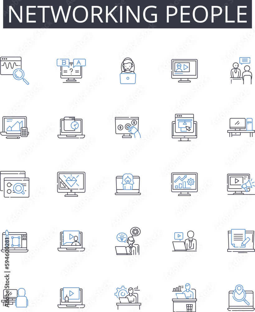 Networking people line icons collection. Uber, Cab, Lyft, Taximeter ...