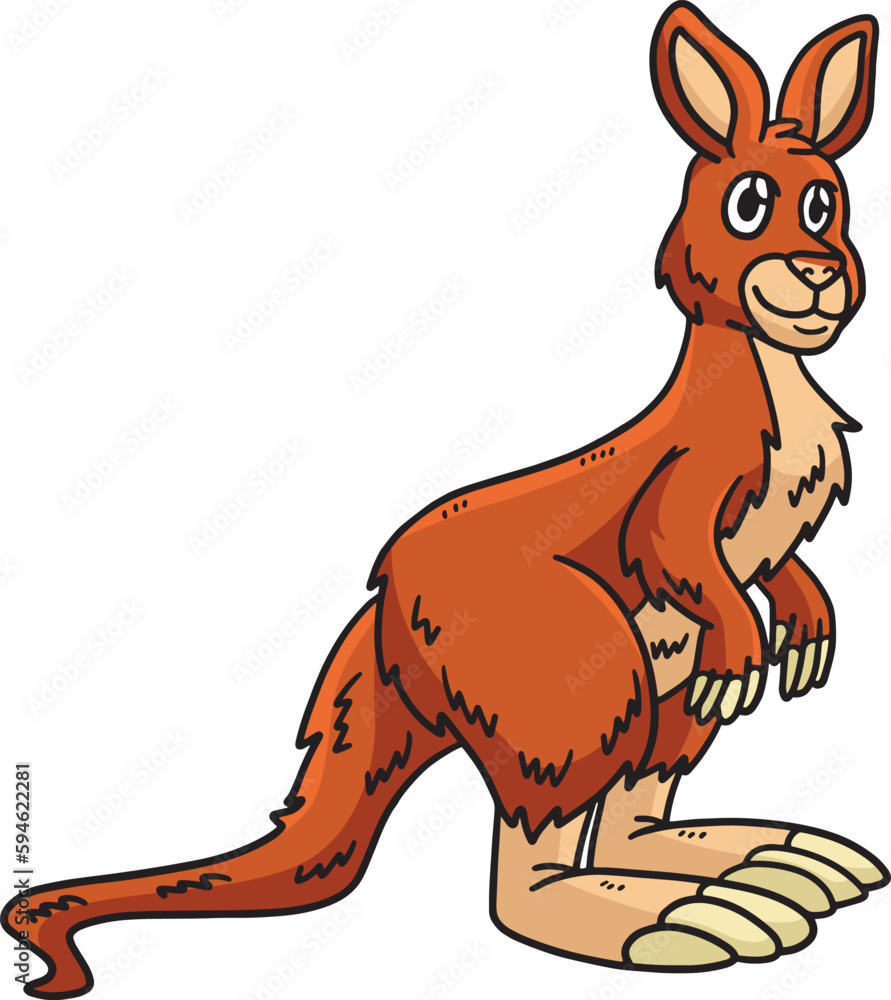 Kangaroo Cartoon Colored Clipart Illustration Stock Vector | Adobe Stock