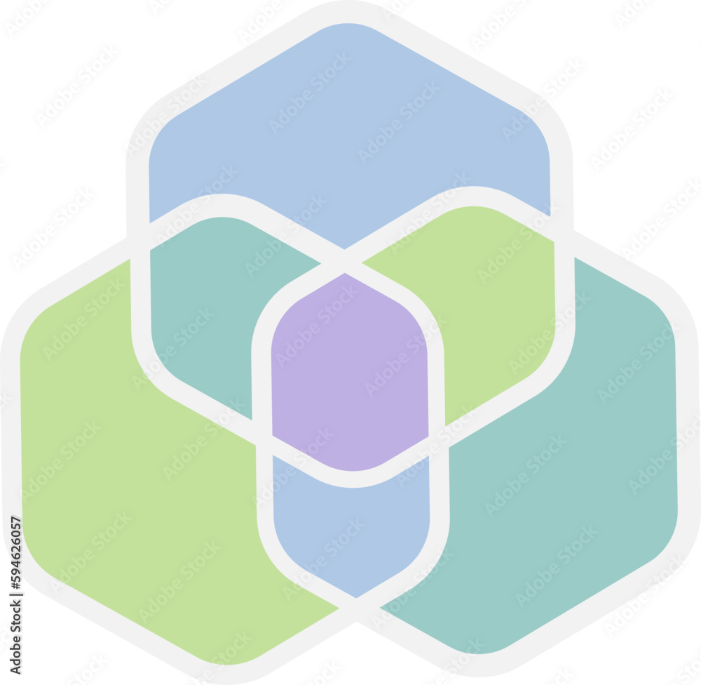 Venn Diagram Three Hexagons Overlapping Stock Vector | Adobe Stock