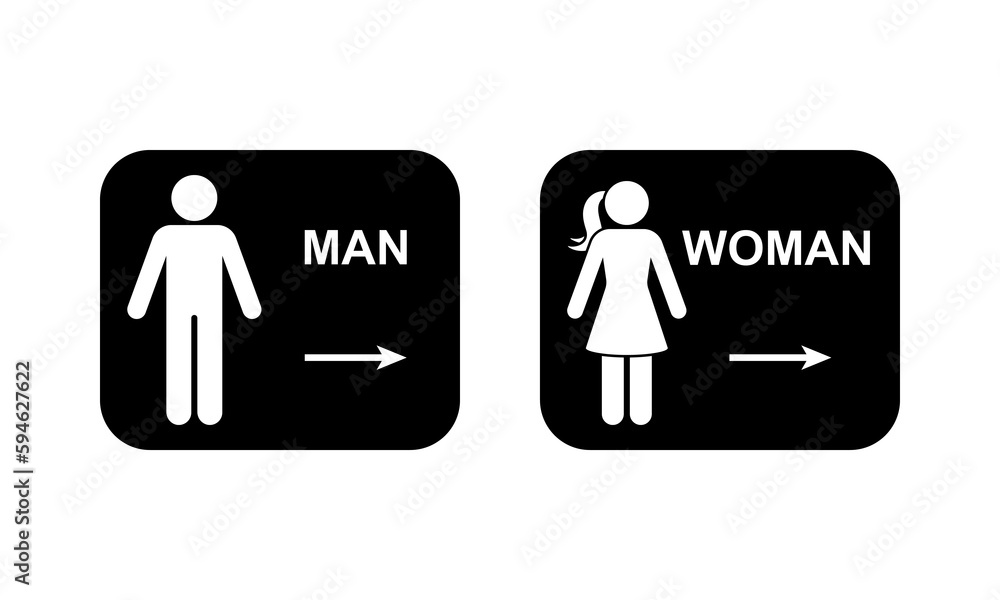 Public toilet man woman direction arrow access icon set vector ...