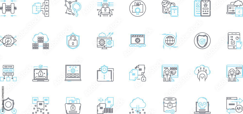 Protected intel linear icons set. Confidential, Classified, Secret ...