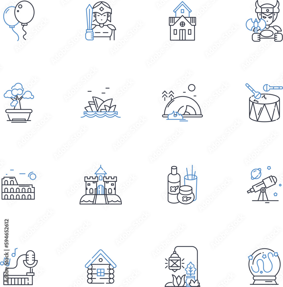 Norms line icons collection. Tradition, Protocol, Culture, Mores ...